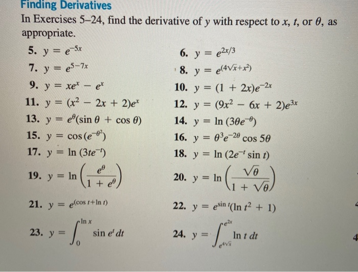 Solved Finding Derivatives In Exercises 5-24, find the | Chegg.com