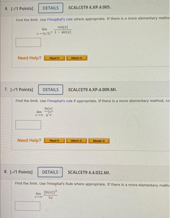 Solved [-/1 Points] SCALCET9 4.XP.4.005. Find the limit. Use | Chegg.com