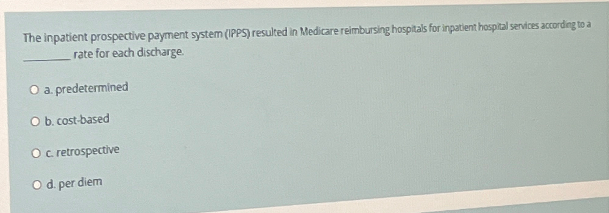 Solved The inpatient prospective payment system (IPPS) | Chegg.com