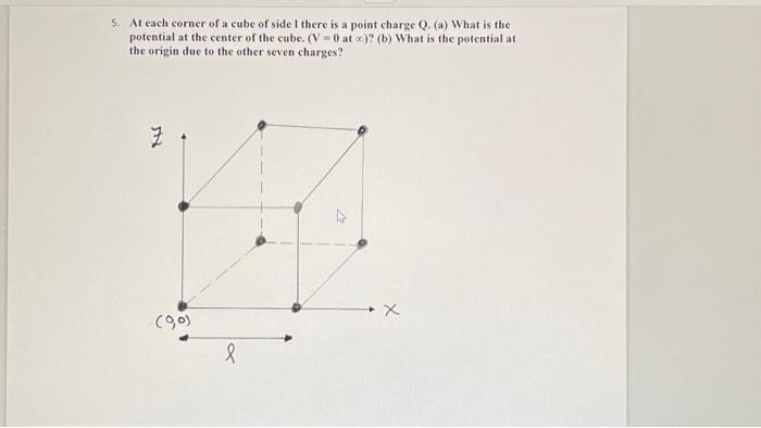Solved 5. At each corner of a cube of side I there is a | Chegg.com