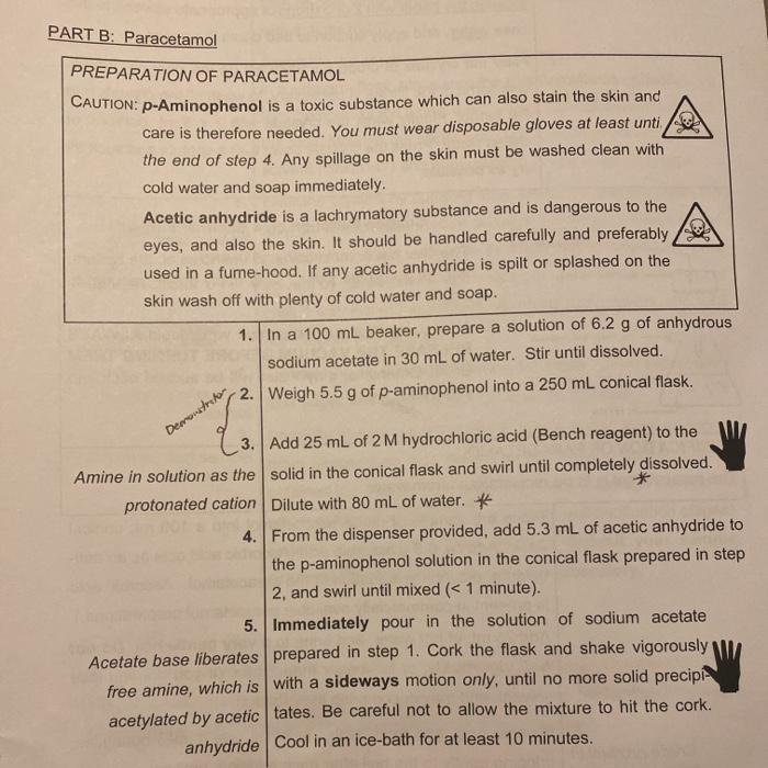 Solved PART B: Paracetamol PREPARATION OF PARACETAMOL | Chegg.com