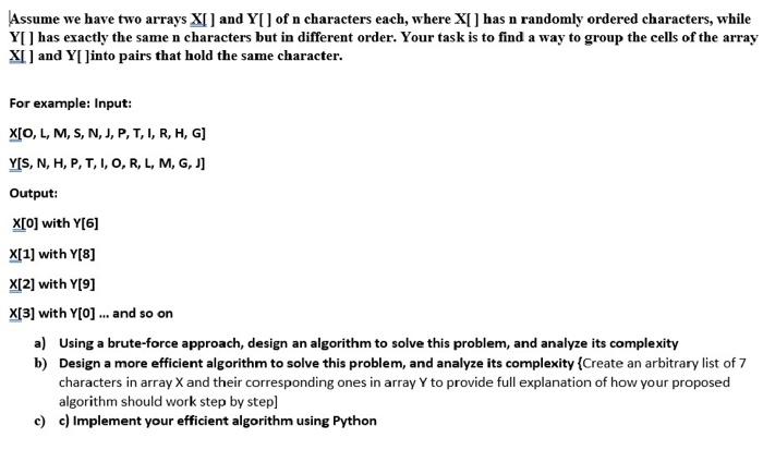Solved Assume we have two arrays XI ) and Y() of n | Chegg.com