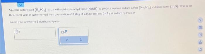 Solved Aqueous suafuric acid (H2SO4) reacts with sodid | Chegg.com