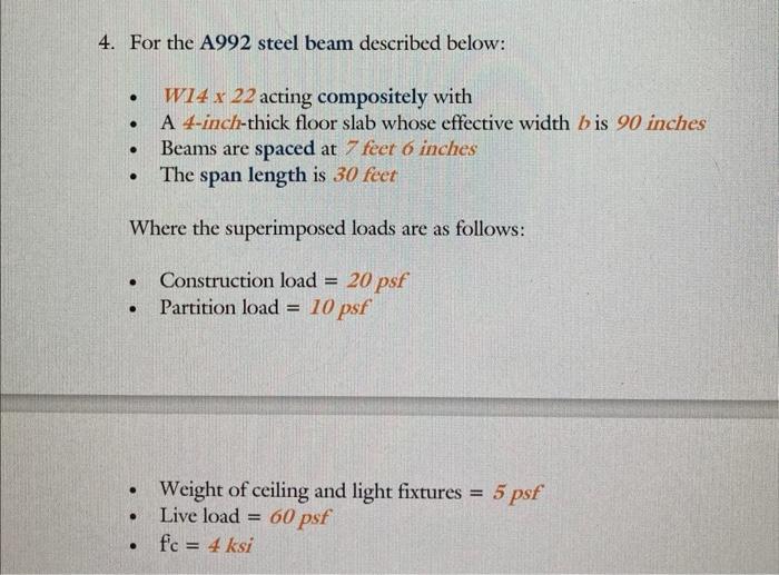 Solved 4. For the A992 steel beam described below: - WI 4×22 | Chegg.com