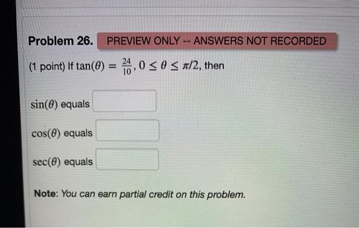 Solved Problem 26. PREVIEW ONLY -- ANSWERS NOT RECORDED (1 | Chegg.com