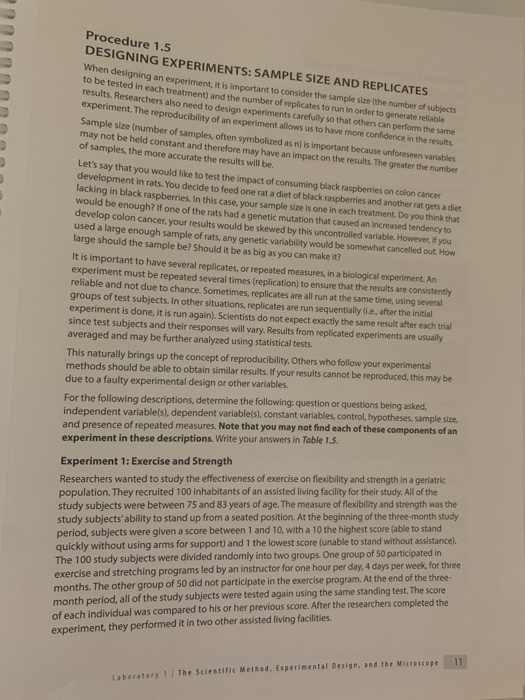 Procedure 1.5 DESIGNING EXPERIMENTS: SAMPLE SIZE AND | Chegg.com