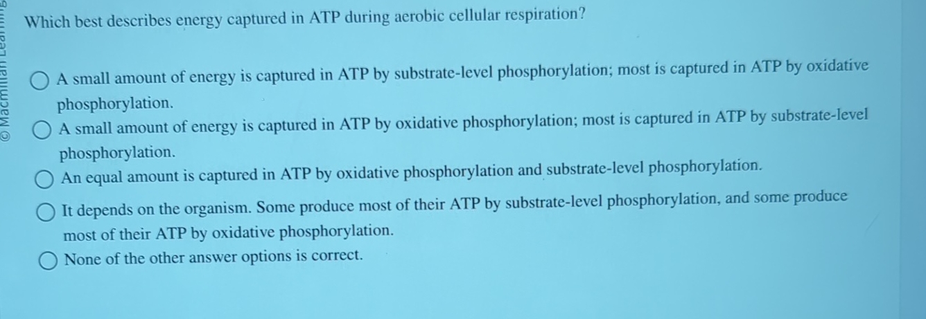 Solved Which best describes energy captured in ATP during | Chegg.com