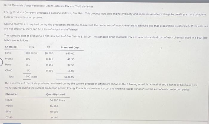Solved Direct Materiais Usage Variances: Direct Materials | Chegg.com