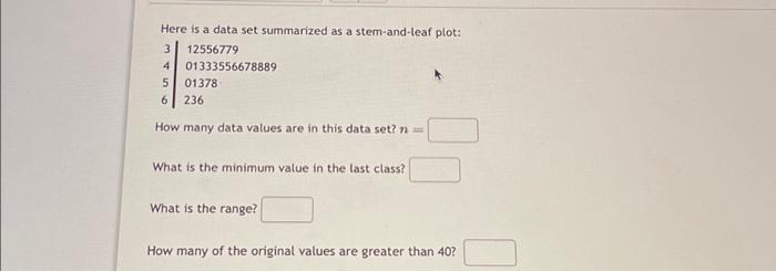 Solved Here is a data set summarized as a stem-and-leaf | Chegg.com