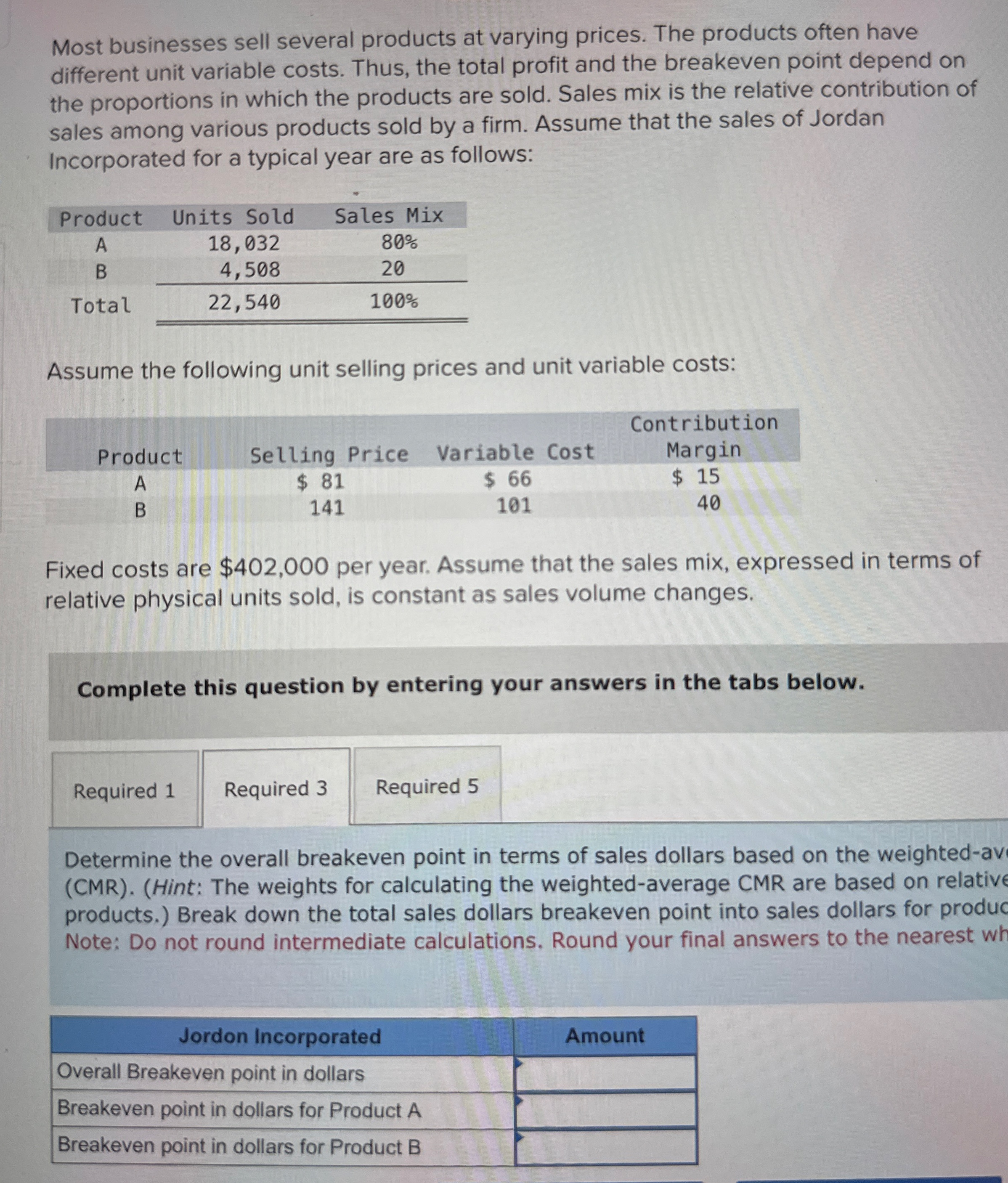 Solved Most businesses sell several products at varying | Chegg.com