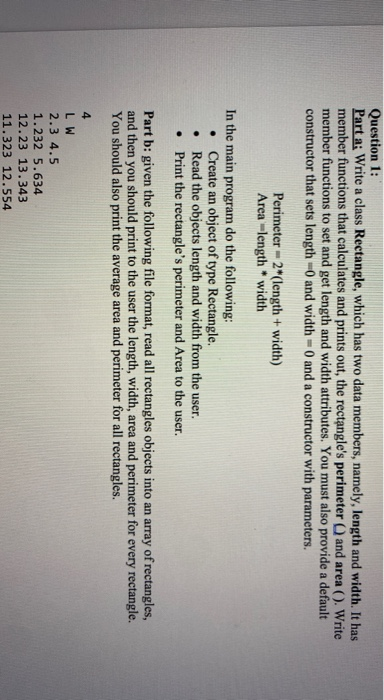 Solved Question 1 Part A Write A Class Rectangle Which 1510