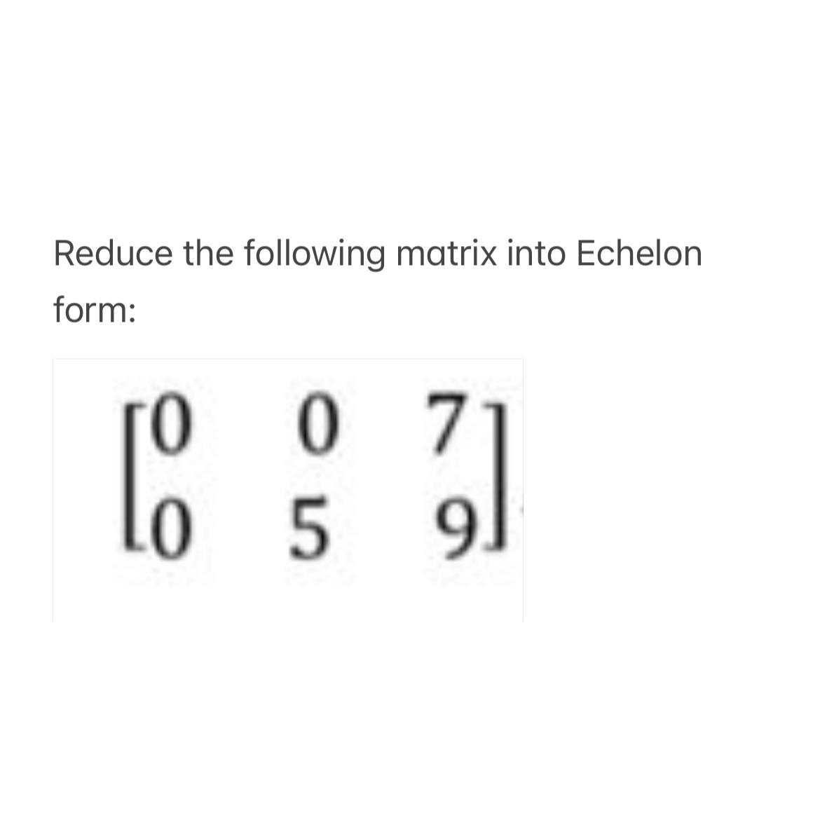 Solved Reduce the following matrix into Echelon | Chegg.com