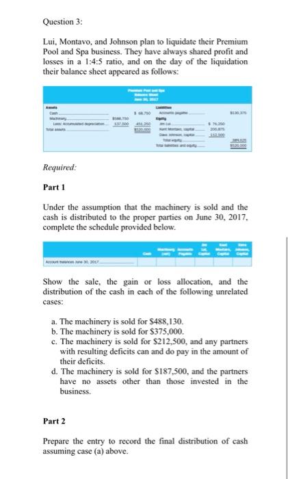 Solved Question 3: Lui, Montavo, and Johnson plan to | Chegg.com