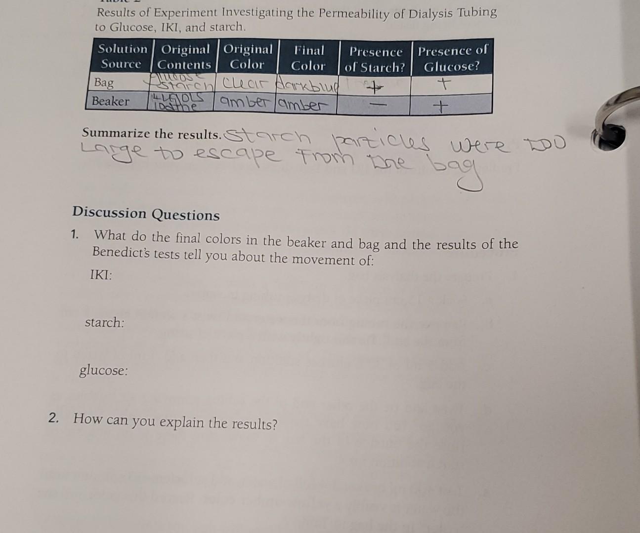 Solved Results of Experiment Investigating the Permeability | Chegg.com