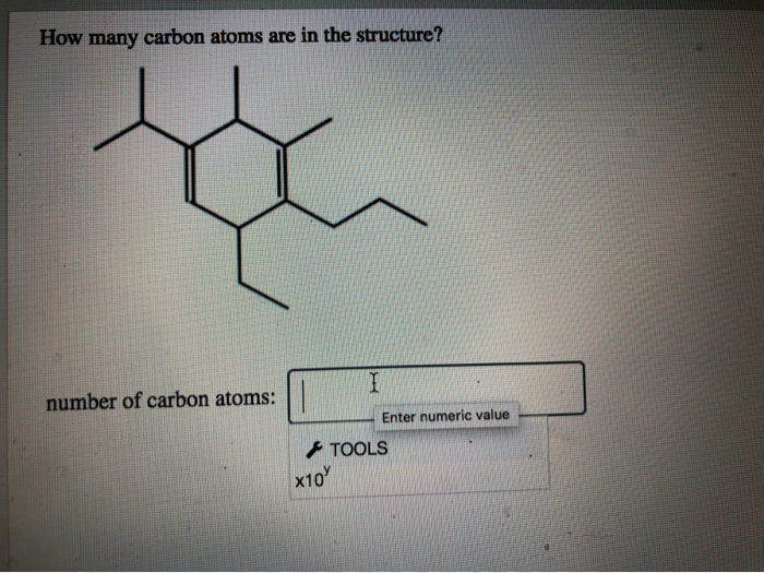Solved How many carbon atoms are in the structure? number of | Chegg.com