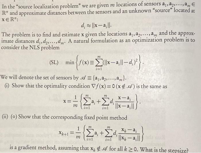 Solved In the "source localization problem" we are given m | Chegg.com