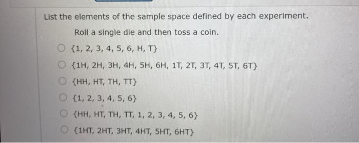 Solved List the elements of the sample space defined by each | Chegg.com