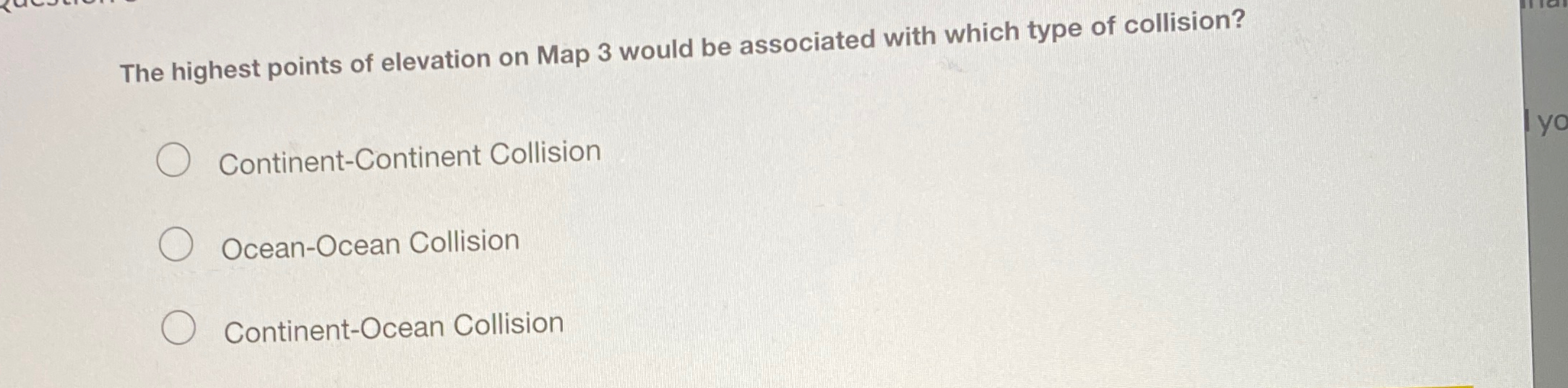 Solved The highest points of elevation on Map 3 ﻿would be | Chegg.com