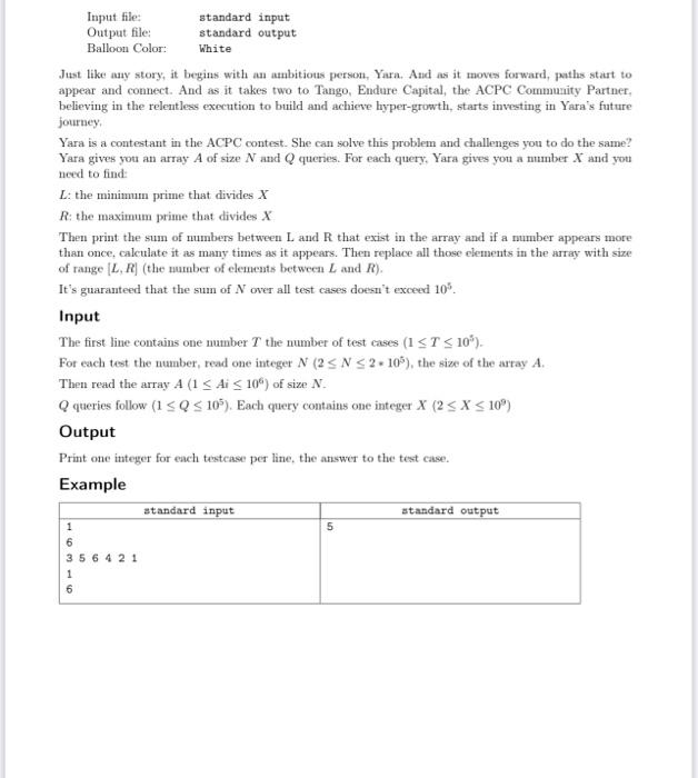 Solved Input File Output File Balloon Color Standard 