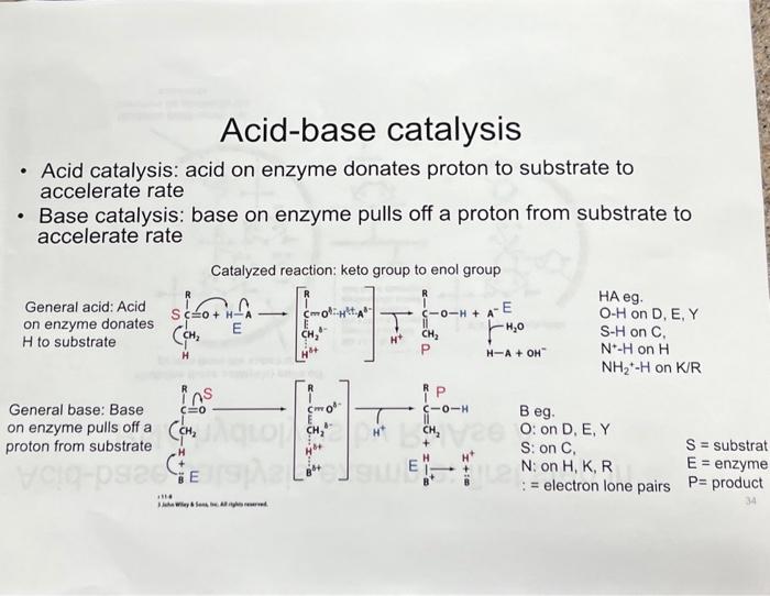 Solved In acid-base catalysis, after the enzyme pulls off | Chegg.com