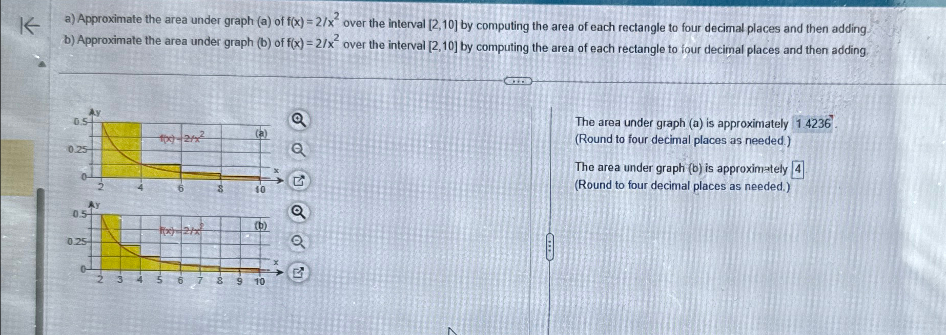 a) ﻿Approximate the area under graph (a) ﻿of f(x)=2x2 | Chegg.com