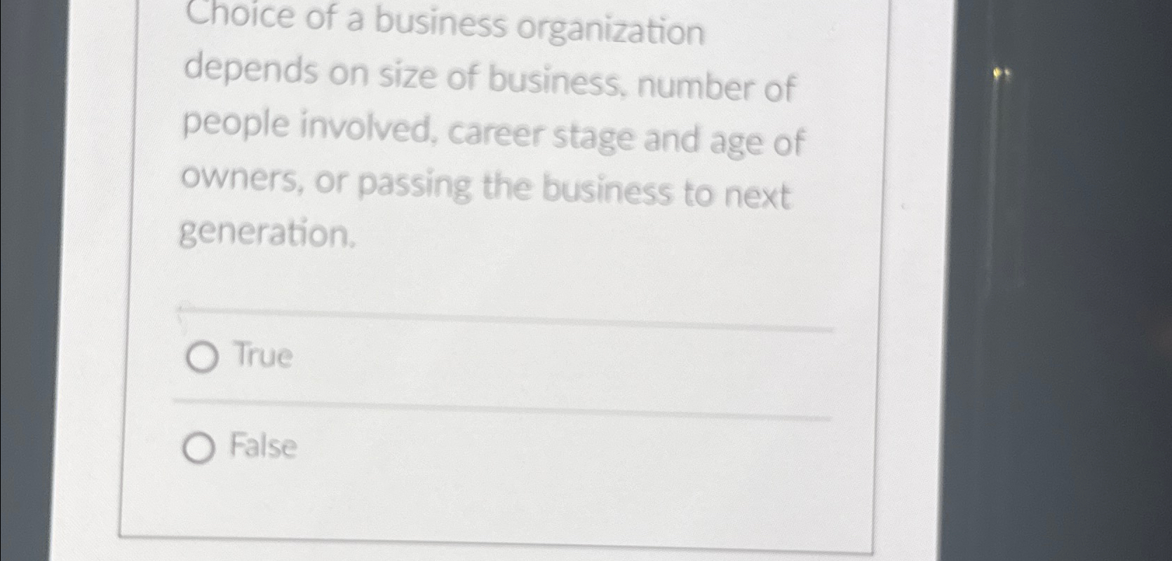 Solved Choice of a business organization depends on size of | Chegg.com