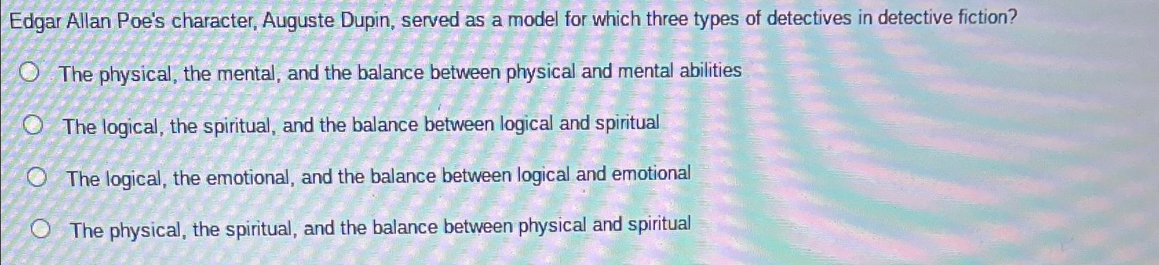 Solved Edgar Allan Poe's character, Auguste Dupin, served as | Chegg.com