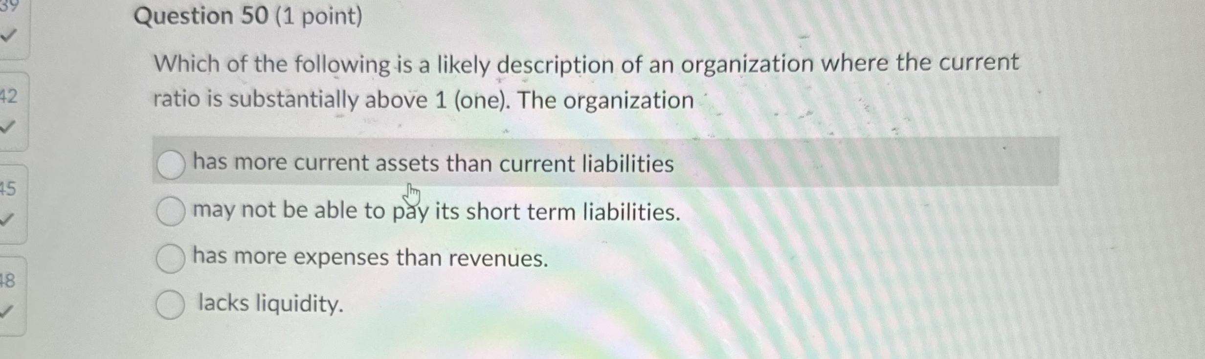 Solved Question 50 (1 ﻿point)Which of the following is a | Chegg.com