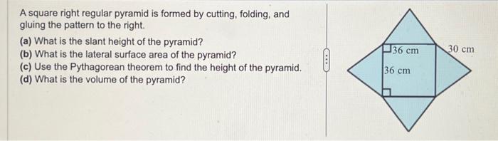 Solved A square right regular pyramid is formed by cutting, | Chegg.com