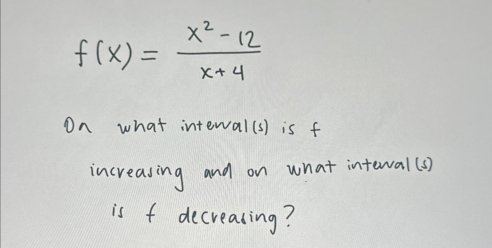Solved f(x)=x2-12x+4On what interval(s) ﻿is f ﻿increasing | Chegg.com
