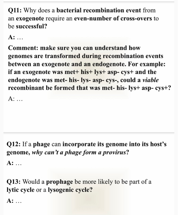 Solved Q11: Why does a bacterial recombination event from an | Chegg.com