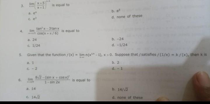 Solved g7. If ϕ(x)=ϕ′′(x) and ϕ(1)=3 then ϕ(4) equals a. e2 | Chegg.com