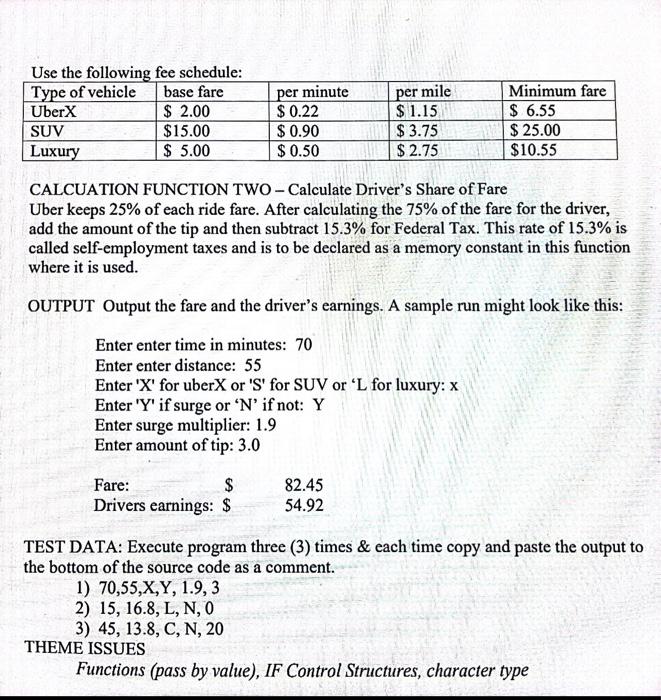 Solved Write a C++ program to simulate uber's method of | Chegg.com