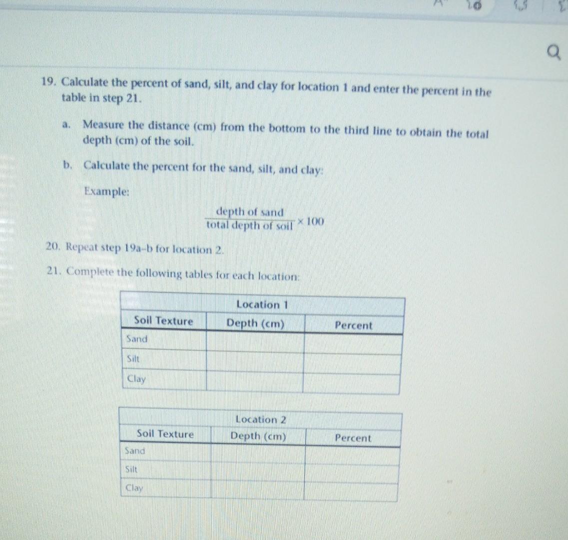 19. Calculate the percent of sand, silt, and clay for | Chegg.com
