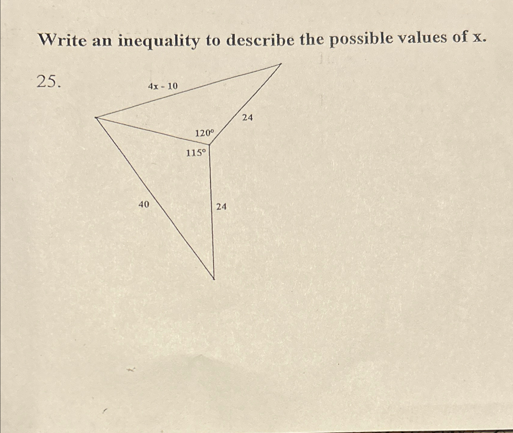 Solved Write an inequality to describe the possible values | Chegg.com