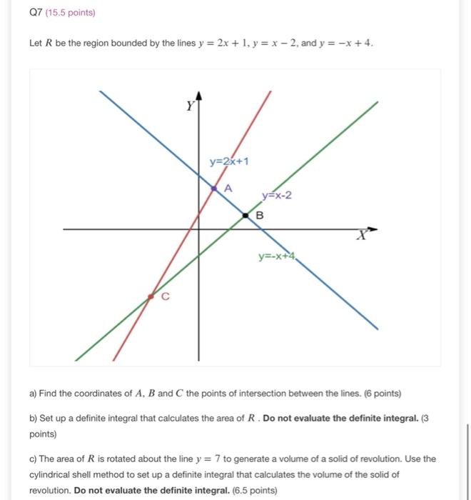 Solved Q7 (15.5 points) Let R be the region bounded by the | Chegg.com
