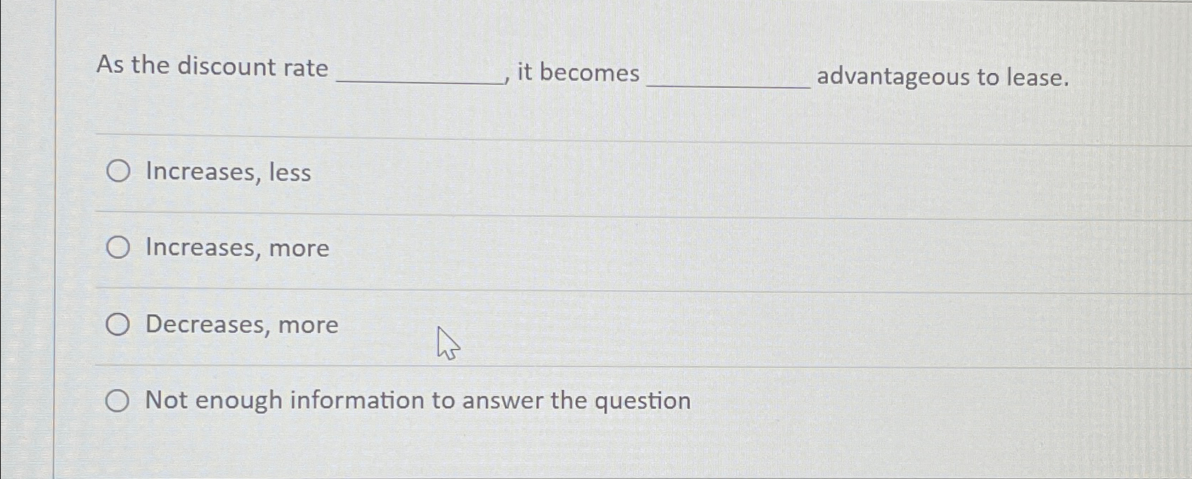 Solved As the discount rate it becomes advantageous to | Chegg.com