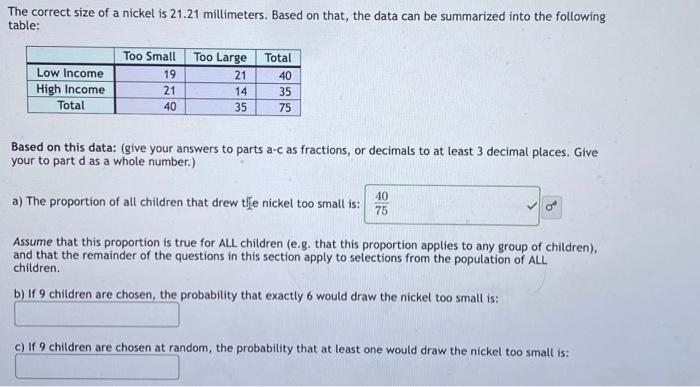 Solved The correct size of a nickel is 21.21 millimeters. | Chegg.com
