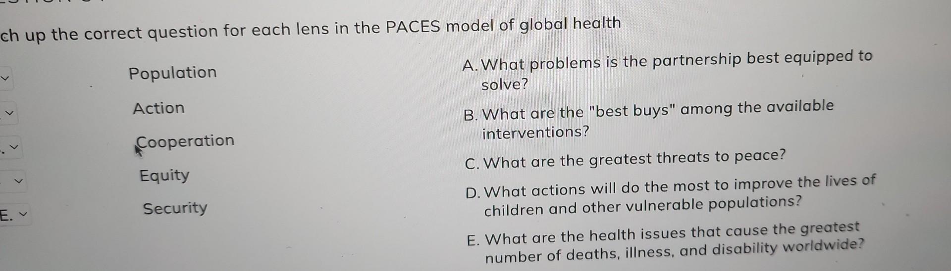 Solved ch up the correct question for each lens in the PACES | Chegg.com