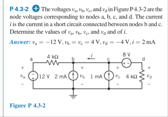 Solved P 4.3-2 o ﻿ The voltages va,vb,vc, ﻿and vd ﻿in Figure | Chegg.com