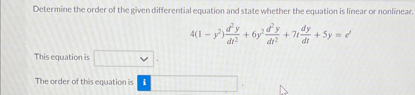 Solved Determine the order of the given differential | Chegg.com