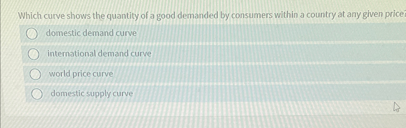 Solved Which curve shows the quantity of a good demanded by | Chegg.com