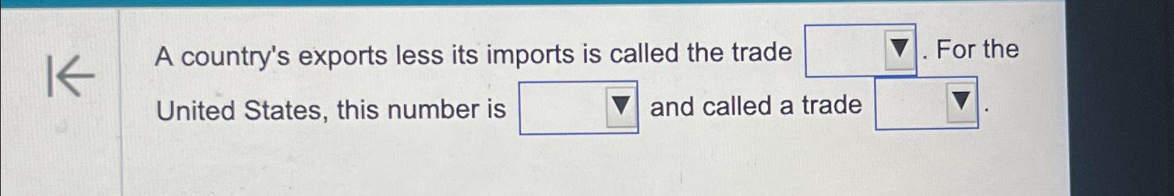 Solved A country's exports less its imports is called the | Chegg.com