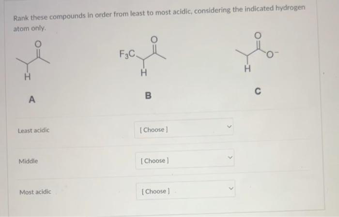 Solved Rank these compounds in order from least to most | Chegg.com