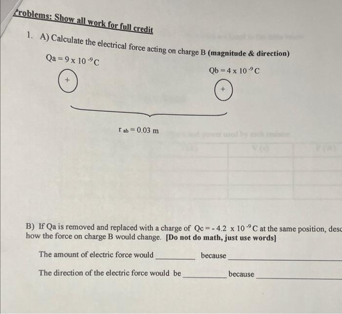 Solved roblems: Show all work for full credit 1. A) | Chegg.com Solved roblems: Show all work for full credit 1. A) | Chegg.com