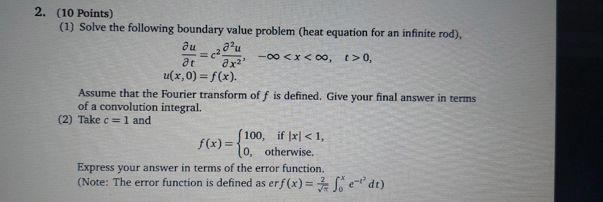 (10 Points) (1) Solve the following boundary value | Chegg.com