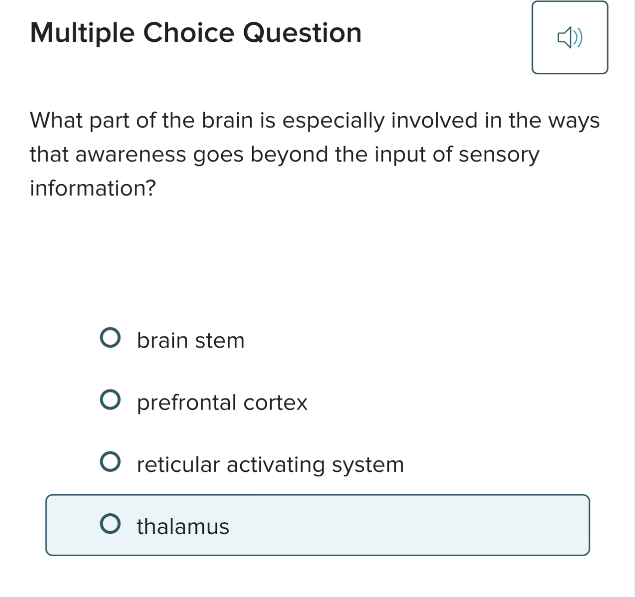Solved Multiple Choice QuestionWhat part of the brain is | Chegg.com