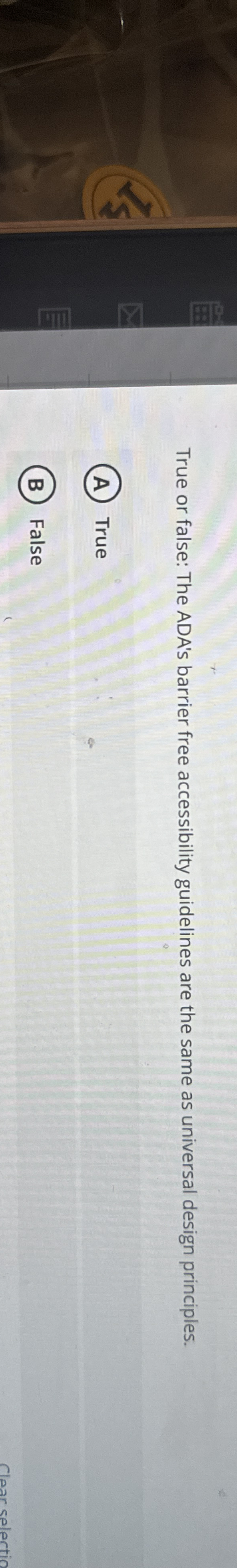 Solved True or false: The ADA's barrier free accessibility | Chegg.com