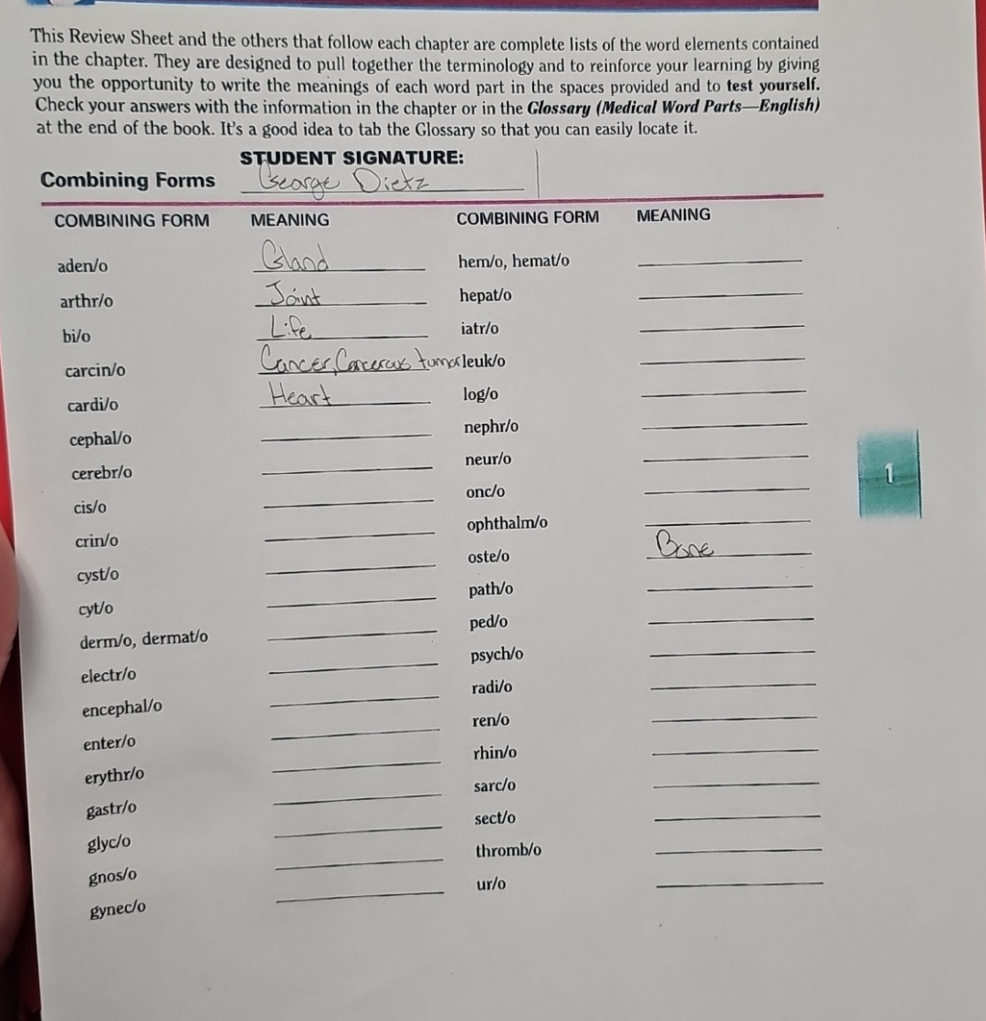 Solved COMBINING FORM COMBINING FORM Coerlaacss tomeleuk/o | Chegg.com