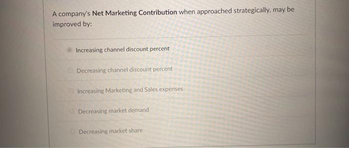 Solved A company's Net Marketing Contribution when | Chegg.com